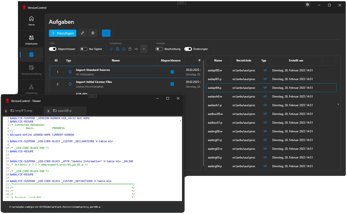 VersionControl for proALPHA - FOX FRAMEWORK